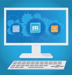 Basic programming language on the laptop Vector Image