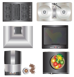 Kitchen equipment refrigerators top view set 6 Vector Image