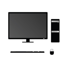 Modern monitor with keyboard and computer mouse Vector Image