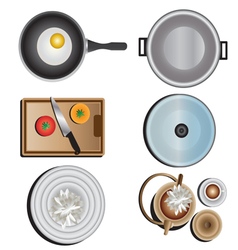 Kitchen equipment refrigerators top view set 6 Vector Image