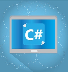 Basic programming language on the laptop Vector Image