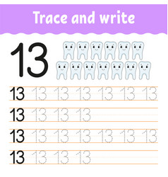 Number 1-10 trace and write handwriting practice Vector Image