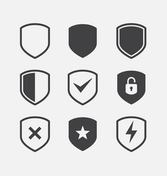 Shield shape icons set black label signs isolated Vector Image