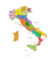 Map italy with regions and name labels Royalty Free Vector