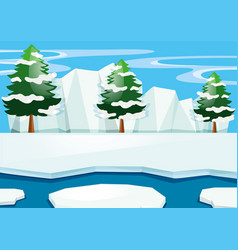 Cartoon arctic iceberg with blue sea winter Vector Image