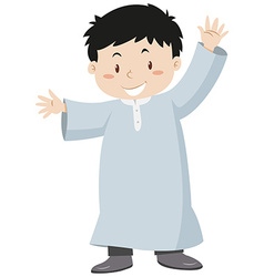 A sticker template with muslim boy praying Vector Image