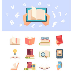 People read books set characters carefully study Vector Image