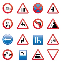 Cute road signs collection Royalty Free Vector Image