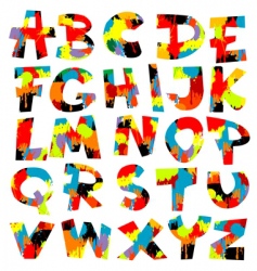 Glitch english alphabet distorted letters Vector Image