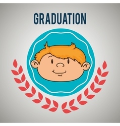 Kid on graduation emblem isolated icon design Vector Image