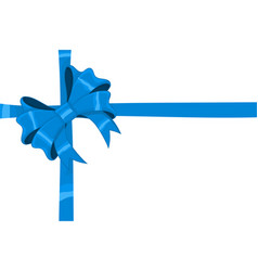 Realistic blue bow with ribbons isolated on white Vector Image