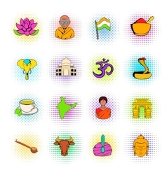 India icons cartoon Royalty Free Vector Image - VectorStock