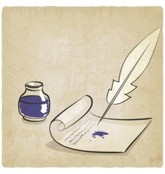 Inkwell and old ink pen Royalty Free Vector Image