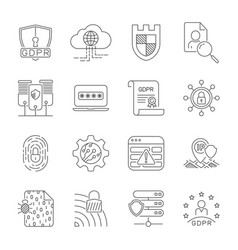 Process data analysis icon set in thin line style Vector Image