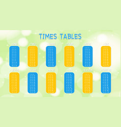 Times tables template on colorful background Vector Image