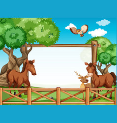 Border template with animals in the farm Vector Image