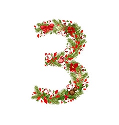 Set of numbers christmas tree from 1 to 3 Vector Image