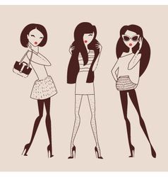 Fashion girls posing isolated on light background Vector Image
