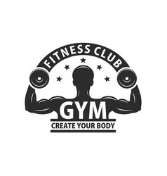 Hard work bodybuilding emblem logo Royalty Free Vector Image