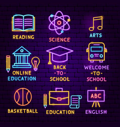 School textbooks neon sign Royalty Free Vector Image