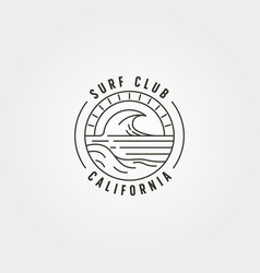 Surfboard surfing line logo minimal design Vector Image