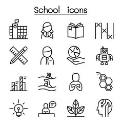 Teacher icon set in thin line style Royalty Free Vector