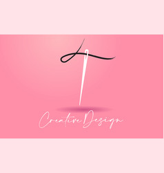 Golden thread with needle in heart form Royalty Free Vector