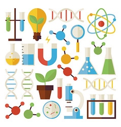 Laboratory symbols science and chemistry icons Vector Image