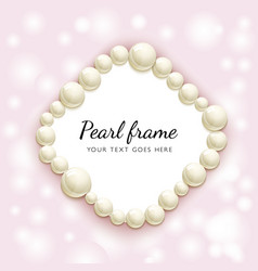 Pearl circle like frame with cherry flowers Vector Image