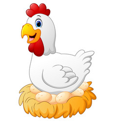 Cartoon white hen Royalty Free Vector Image - VectorStock