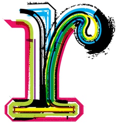 Grunge colorful font letter r Royalty Free Vector Image