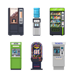 Flat vending machines snacks food ice cold Vector Image