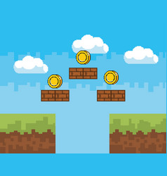 Pixel art game background Royalty Free Vector Image