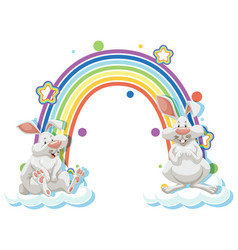 Children hugging cute rabbits Royalty Free Vector Image