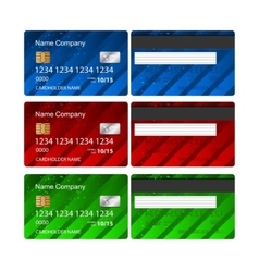 Realistic blue and red bank credit card template Vector Image