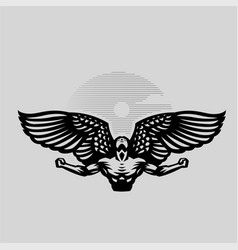 A male angel flaps large wings Royalty Free Vector Image