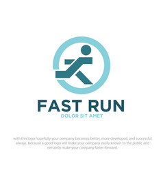 Runner logo fast moving man silhouette with speed Vector Image