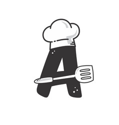 Alphabet initial chef hat with spatula restaurant Vector Image