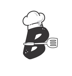 Alphabet initial chef hat with spatula restaurant Vector Image