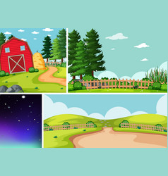Six different scenes in nature setting cartoon Vector Image