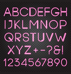 Pink neon light alphabet with cable Royalty Free Vector