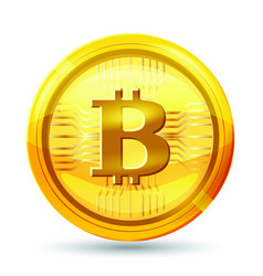 Crypto currency bitcoin golden symbol Royalty Free Vector