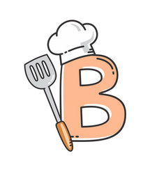 Alphabet initial chef hat with spatula restaurant Vector Image