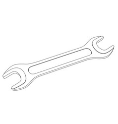 Spanner outline black and white drawing Royalty Free Vector
