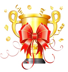 You win poster with prize cup Royalty Free Vector Image