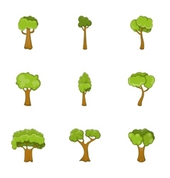 Green forest trees cartoon Royalty Free Vector Image