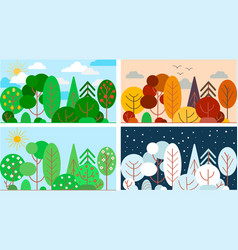 Four seasons banners with trees Royalty Free Vector Image