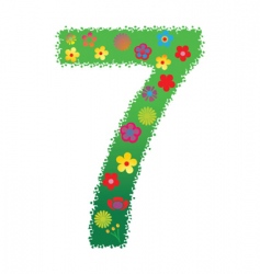 Floral numbers colorful flowers number 7 Vector Image