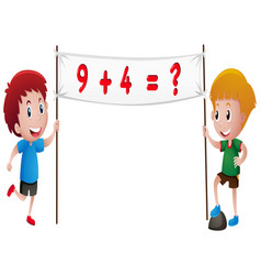 Two kids counting numbers Royalty Free Vector Image