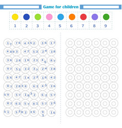 Worksheet for children draw lines according Vector Image
